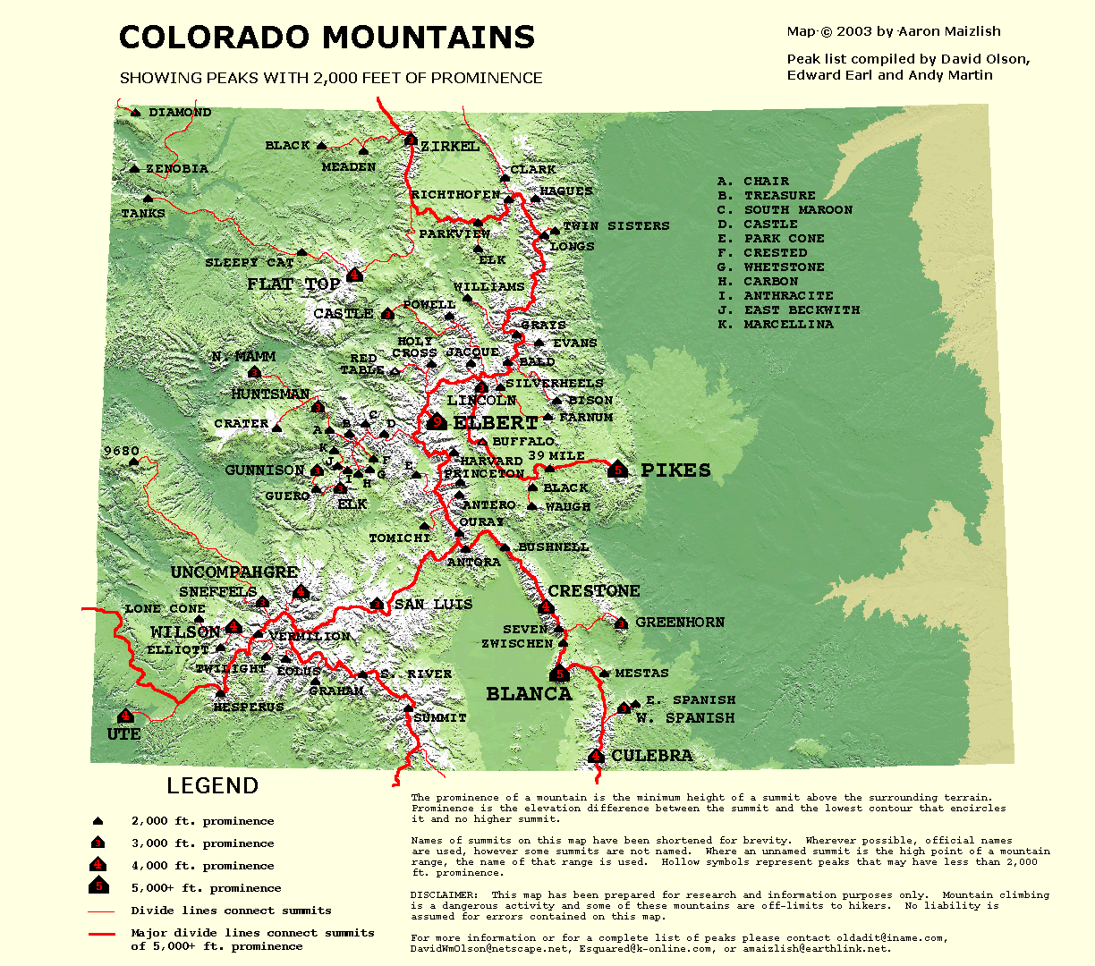 Colorado prominence map Colorado prominence map