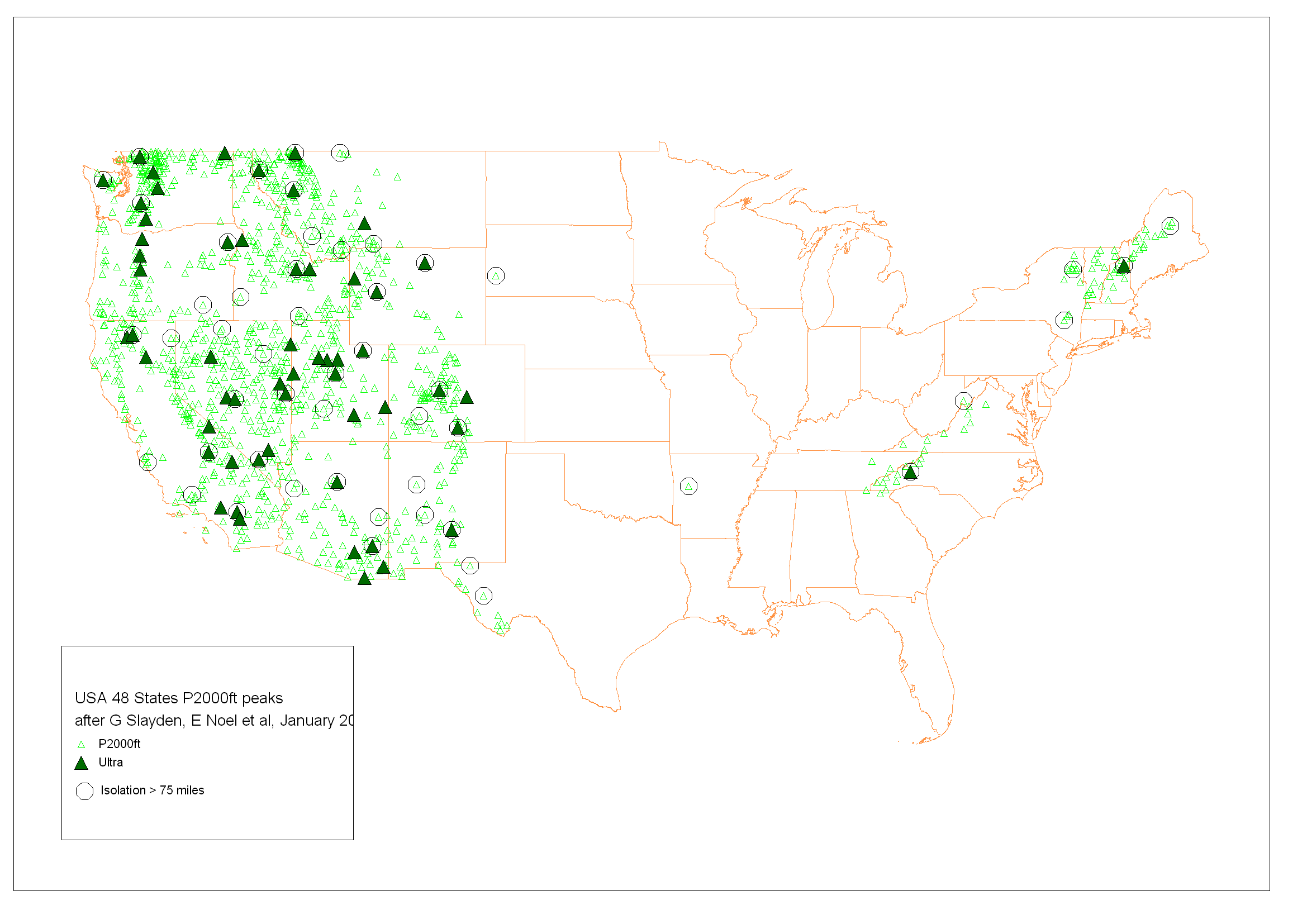 Contiguous United States Prominence Map Contiguous United States Prominence Map